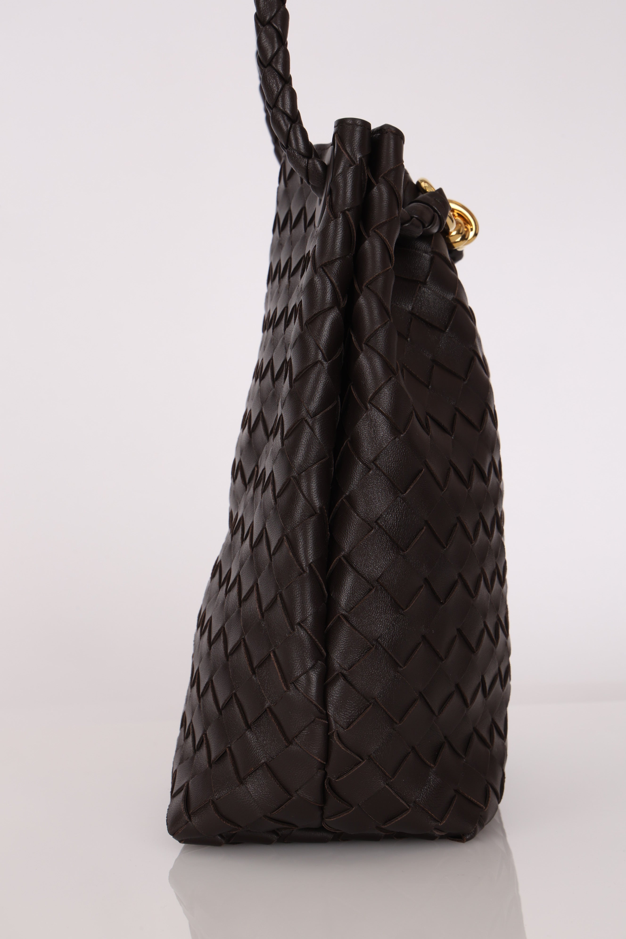 Bottega Veneta Small Intrecciato Andiamo Bucket Bag Fondant – FashioNica
